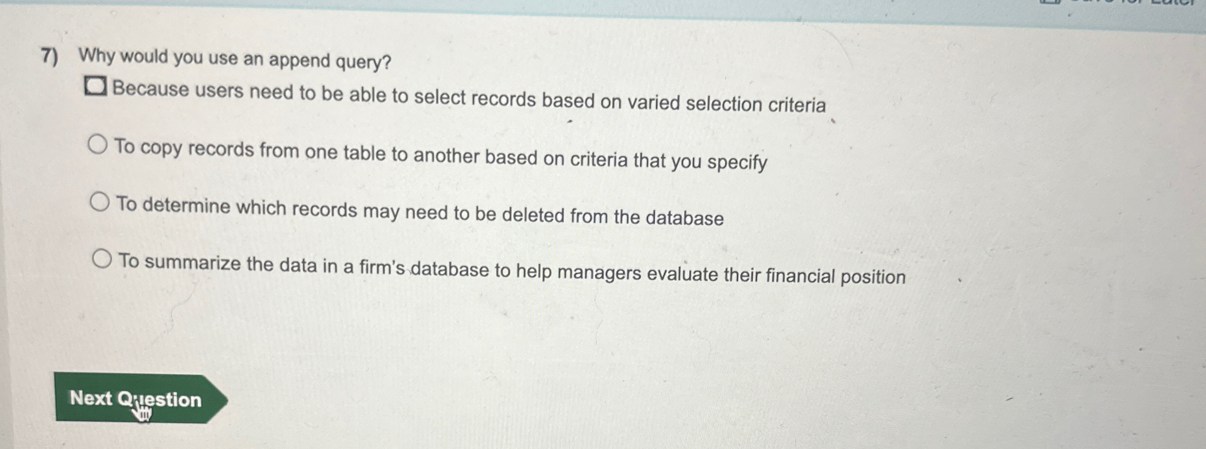 Solved Why would you use an append query?Because users need | Chegg.com