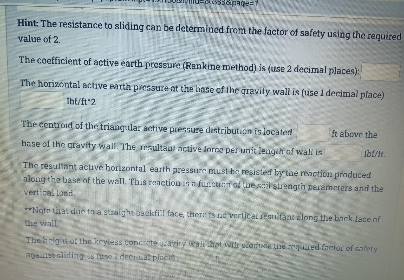 Solved Given the height of the backfill shown, what is most | Chegg.com