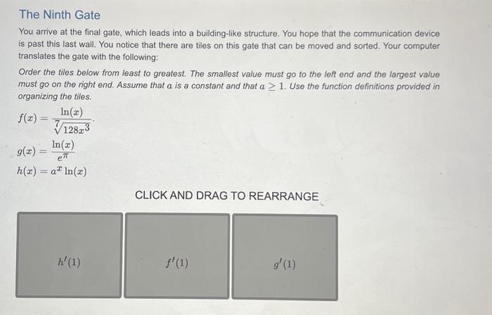 Solved The Ninth Gate You arrive at the final gate, which | Chegg.com