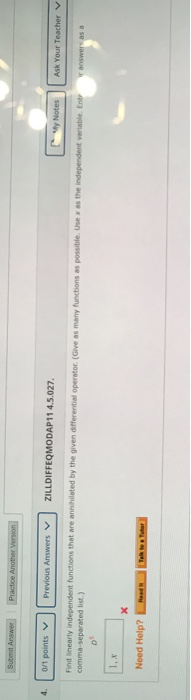 Solved Submit Answer Practice Another Version 4. 0/1 points | Chegg.com