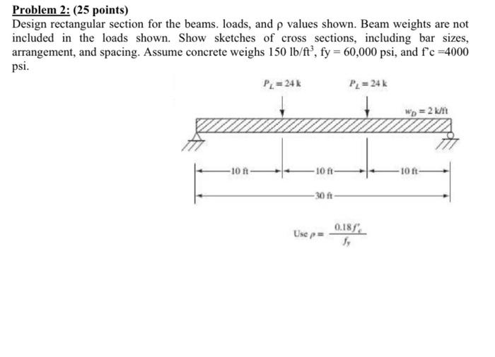 Solved Problem 2: (25 points) Design rectangular section for | Chegg.com