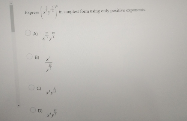 Solved Express (x23y54)6 ﻿in simplest form using only | Chegg.com