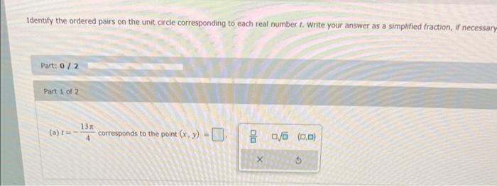 Solved Identify the ordered pairs on the unit circle | Chegg.com