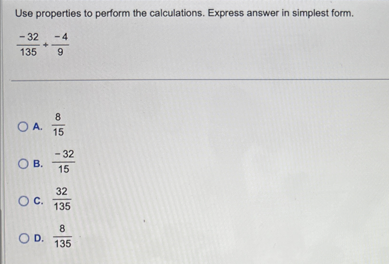 Use properties to perform the calculations. Express | Chegg.com
