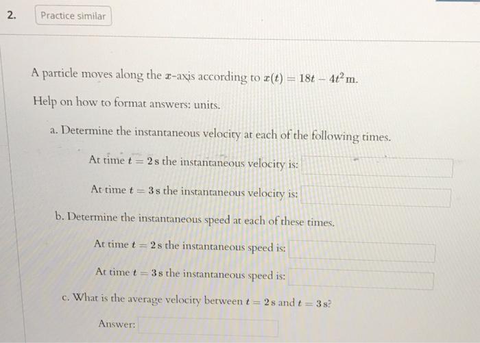 Solved A particle moves along the x-axis according to | Chegg.com