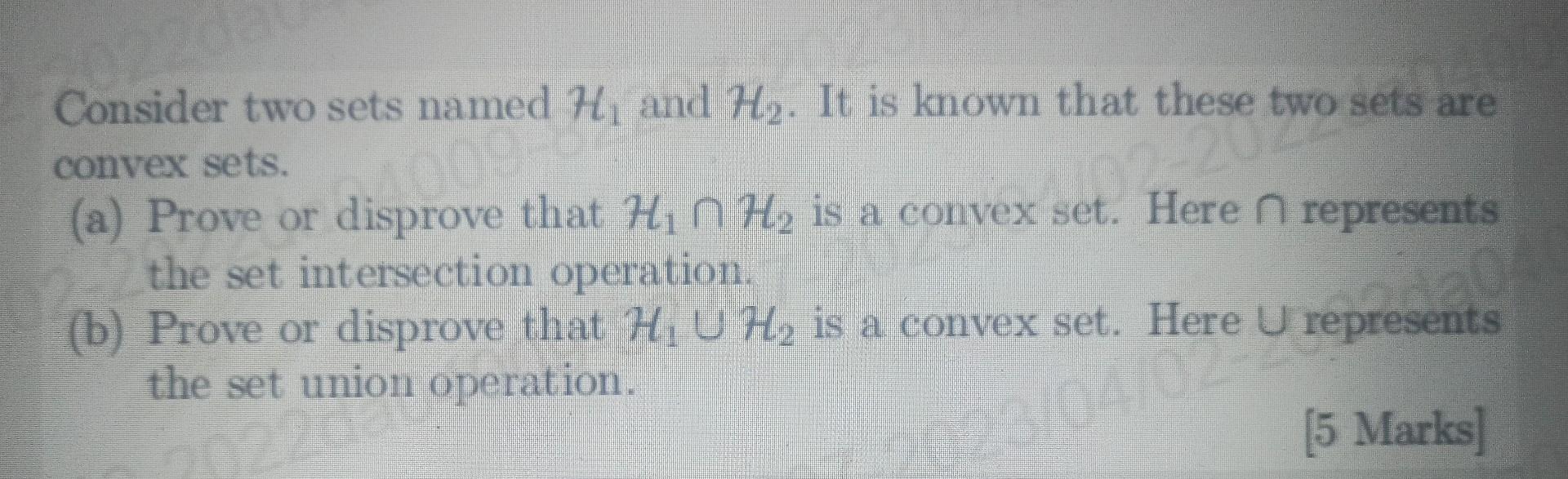 Solved Consider Two Sets Named H1 And H2 It Is Known That