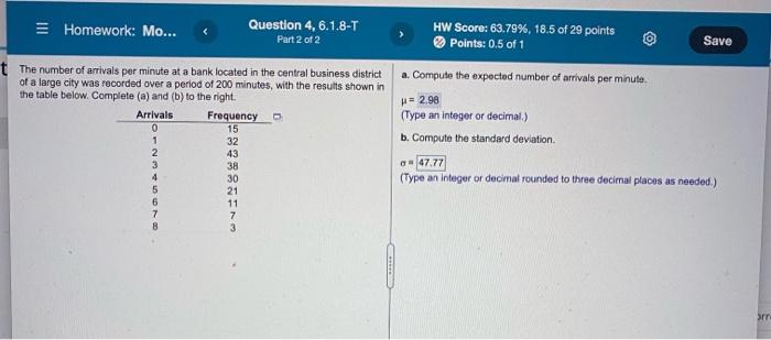 Solved Homework: Mo... Question 4, 6.1.8-T Part 2 of 2 t The | Chegg.com