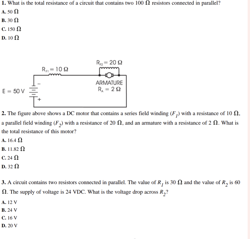 Solved 1. What is the total resistance of a circuit that | Chegg.com