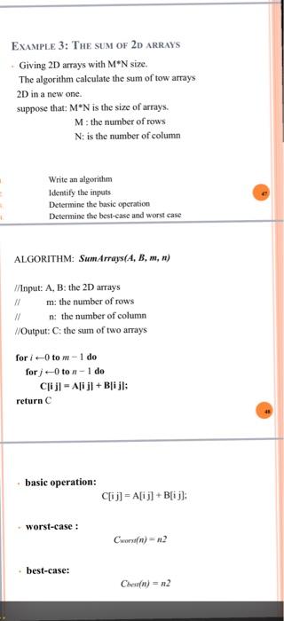 Solved EXAMPLE 3: THE SUM OF 20 ARRAYS Giving 2D arrays with | Chegg.com