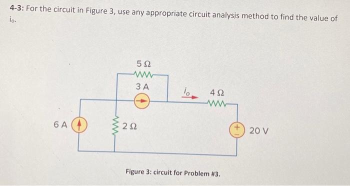 Solved 4-3: For the circuit in Figure 3, use any appropriate | Chegg.com