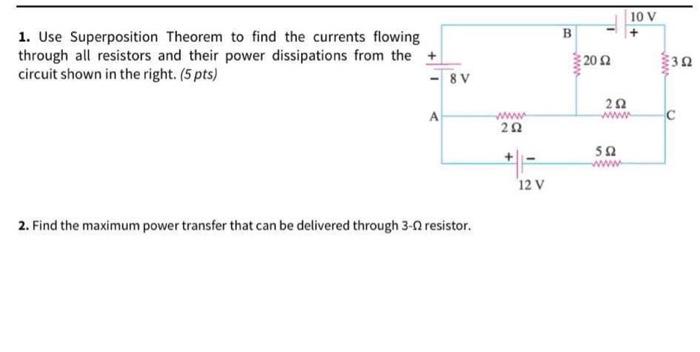 Solved 1. Use Superposition Theorem to find the currents | Chegg.com