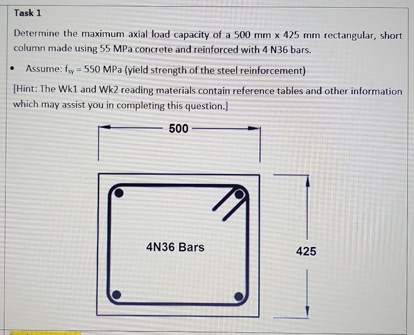 Solved Determine the maximum axial load capacity of a 500 | Chegg.com