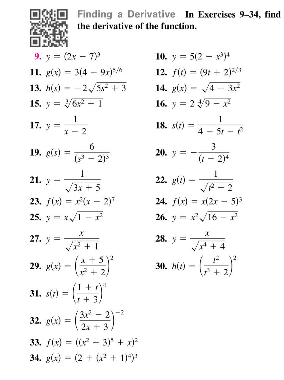 Solved Finding a Derivative In Exercises 9-34, find the | Chegg.com Solved Finding a Derivative In Exercises 9-34, find the | Chegg.com