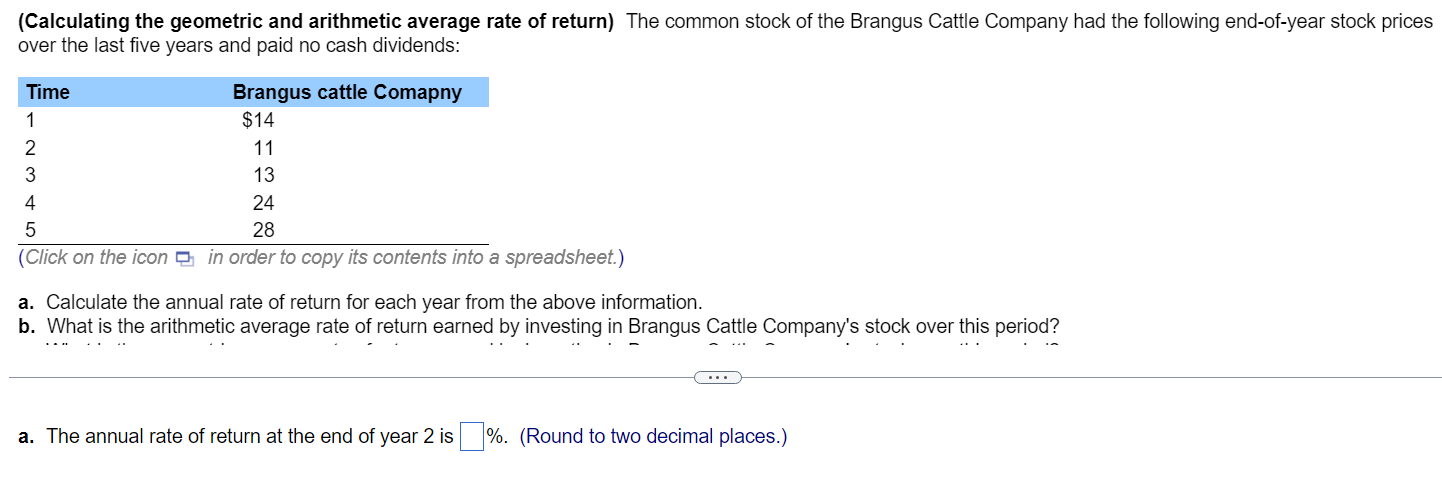 Solved (Calculating the geometric and arithmetic average | Chegg.com