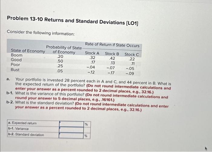 Solved Problem 13-10 Returns and Standard Deviations [LO1] | Chegg.com