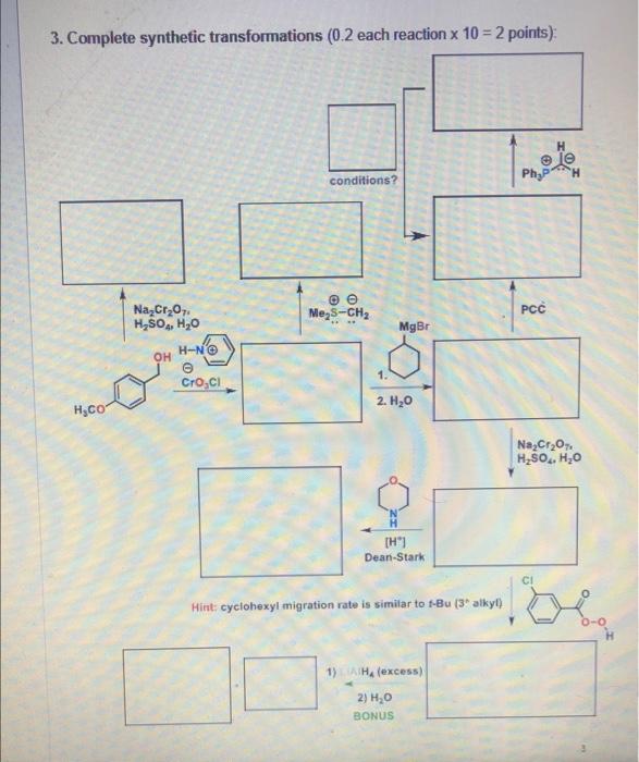 Solved 3. Complete synthetic transformations (0.2 each | Chegg.com