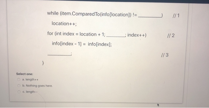 Solved Read the following code segment carefully and fill in | Chegg.com
