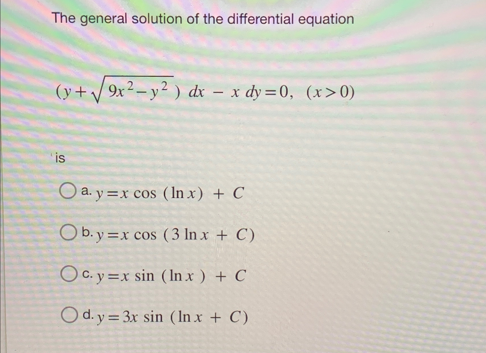 Solved The general solution of the differential | Chegg.com