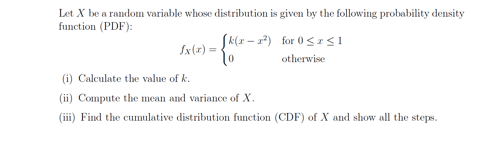 Solved Let x ﻿be a random variable whose distribution is | Chegg.com