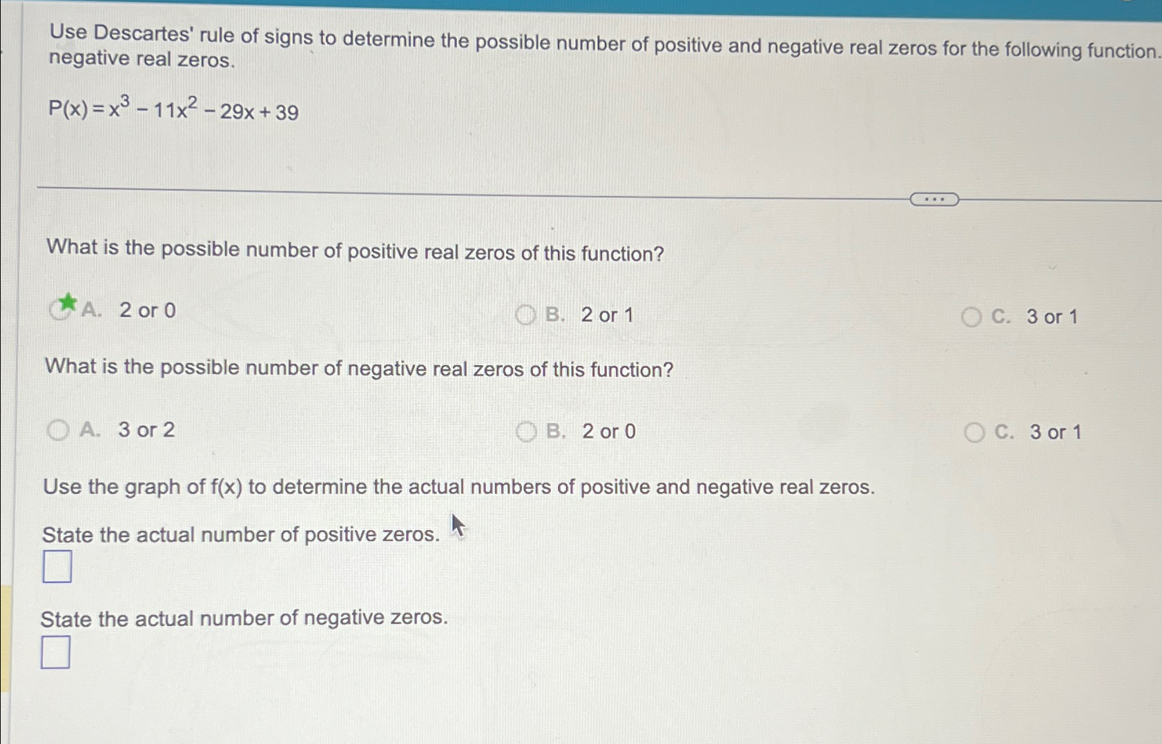 Solved Use Descartes' rule of signs to determine the | Chegg.com