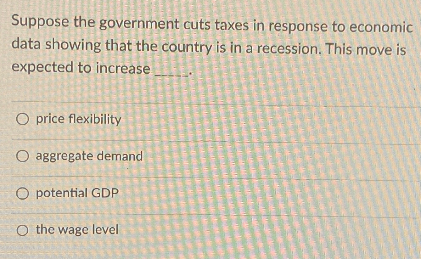 Solved Suppose the government cuts taxes in response to | Chegg.com