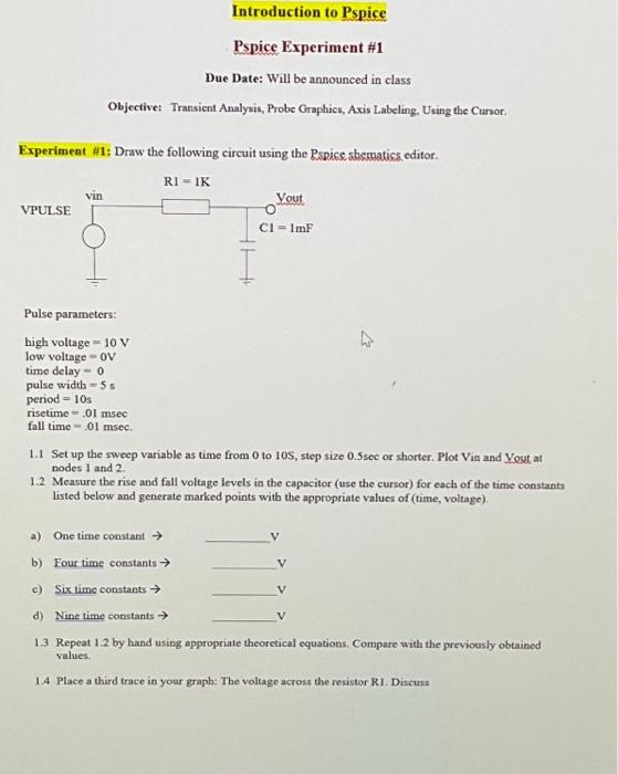 Objective: Transient Analysis, Probe Graphics, Axis | Chegg.com
