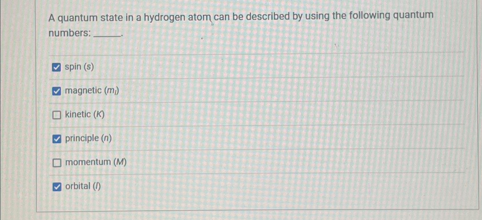 Solved A quantum state in a hydrogen atom can be described | Chegg.com