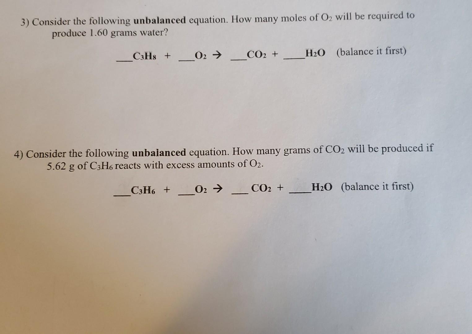 Solved 3) Consider the following unbalanced equation. How | Chegg.com