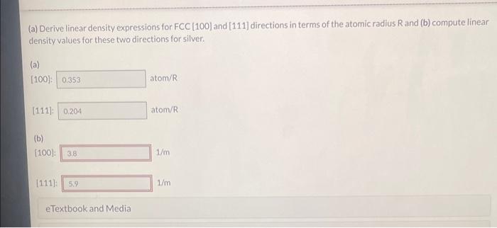 Solved (a) Derive linear density expressions for FCC [100] | Chegg.com