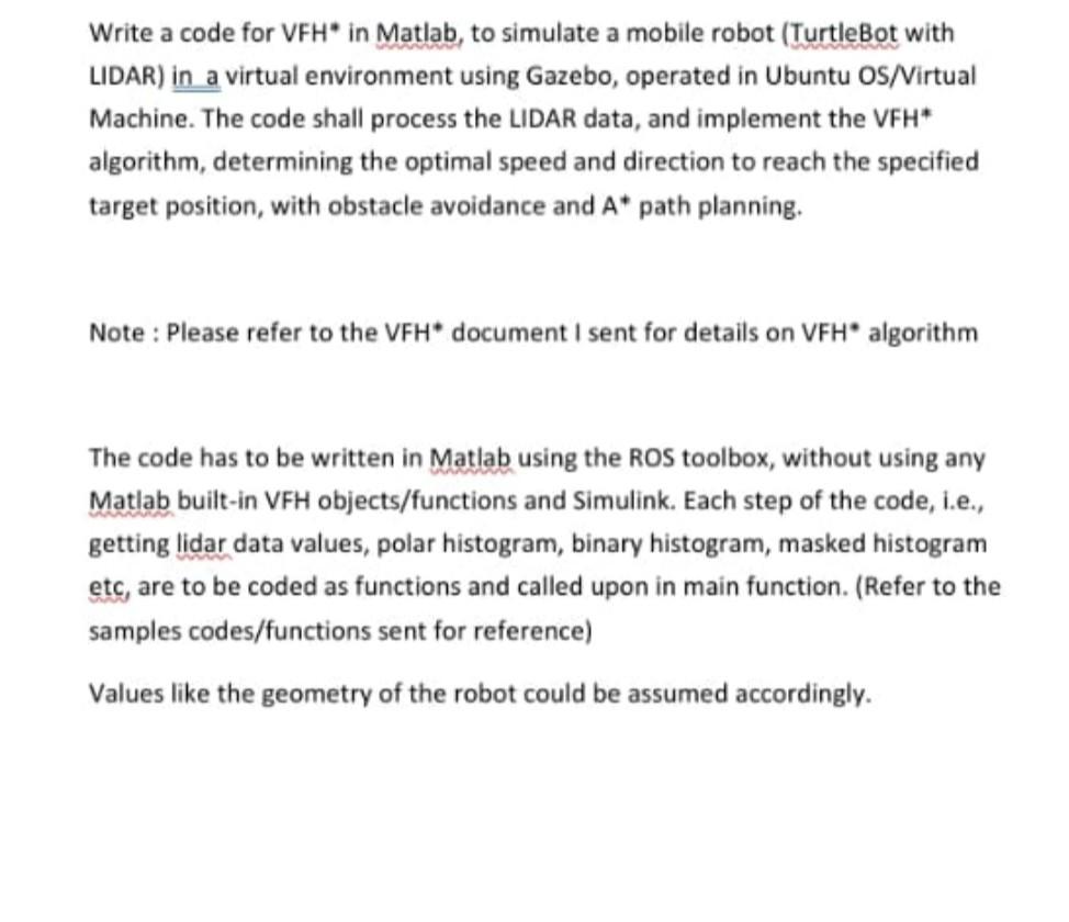 Solved Write A Code For Vfh In Matlab To Simulate A Mobile 6693