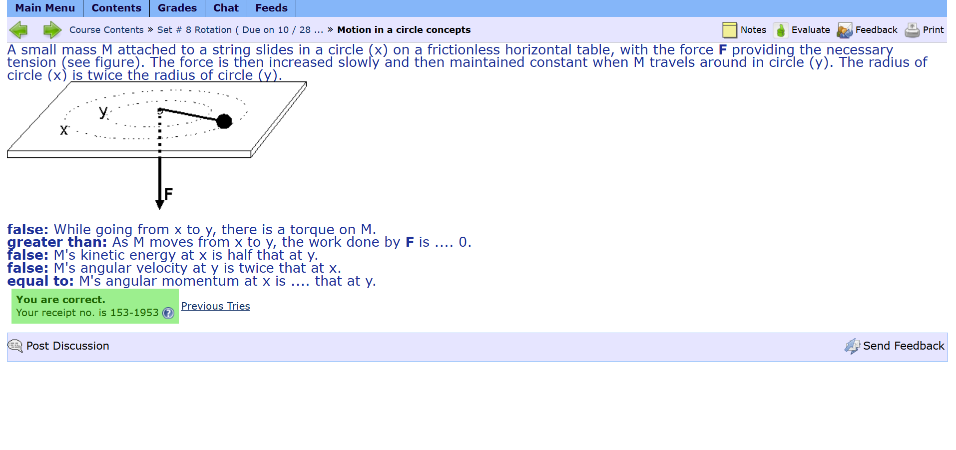 Solved A small mass M attached to a string slides in a | Chegg.com