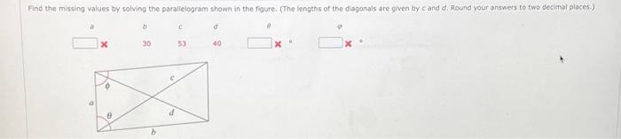 Solved Find the missing values by solving the parallelogram | Chegg.com