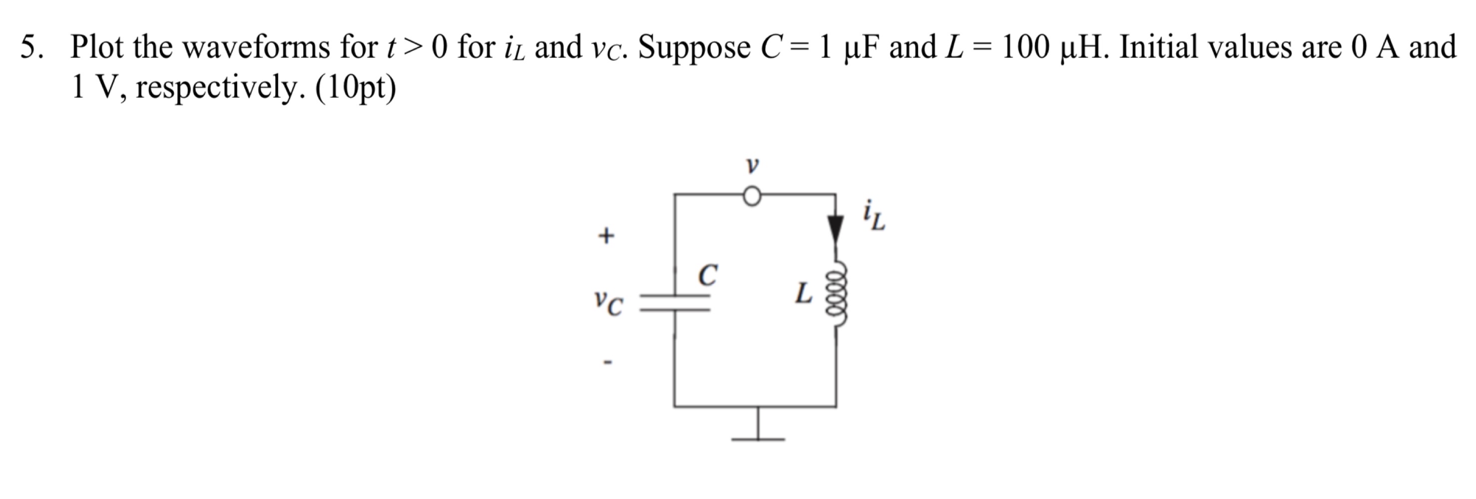 Solved Plot The Waveforms For T 0 ﻿for Il ﻿and Vc ﻿suppose