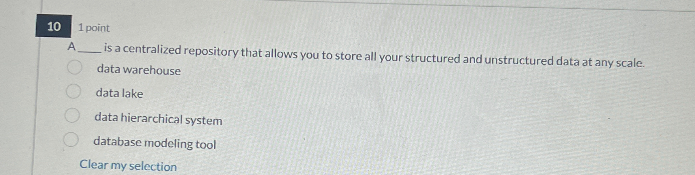 Solved 101 ﻿pointA ﻿is a centralized repository that | Chegg.com