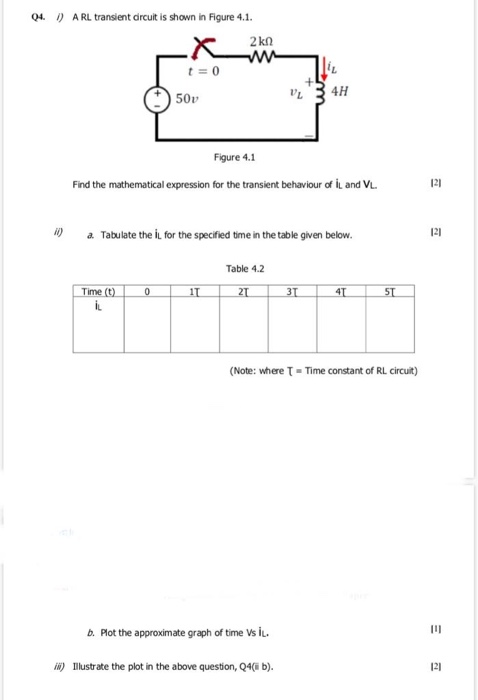 Solved 04. 1) A RL transient drcuit is shown in Figure 4.1. | Chegg.com