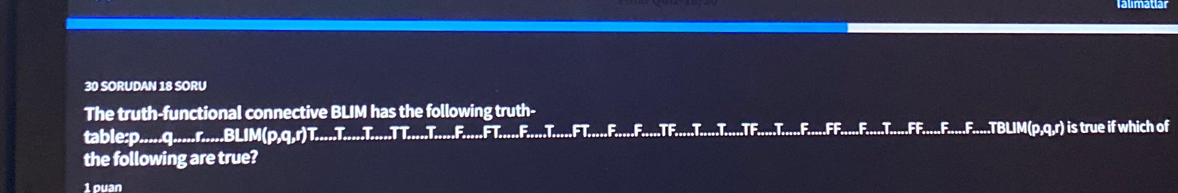 30 ﻿sorudam 18 ﻿soruthe Truth Functional Connective