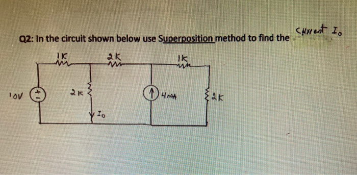 Solved Q1: In the circuit shown below use Thevenin's method | Chegg.com