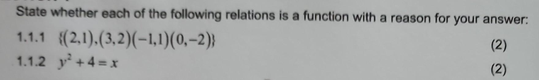 Solved State whether each of the following relations is a | Chegg.com