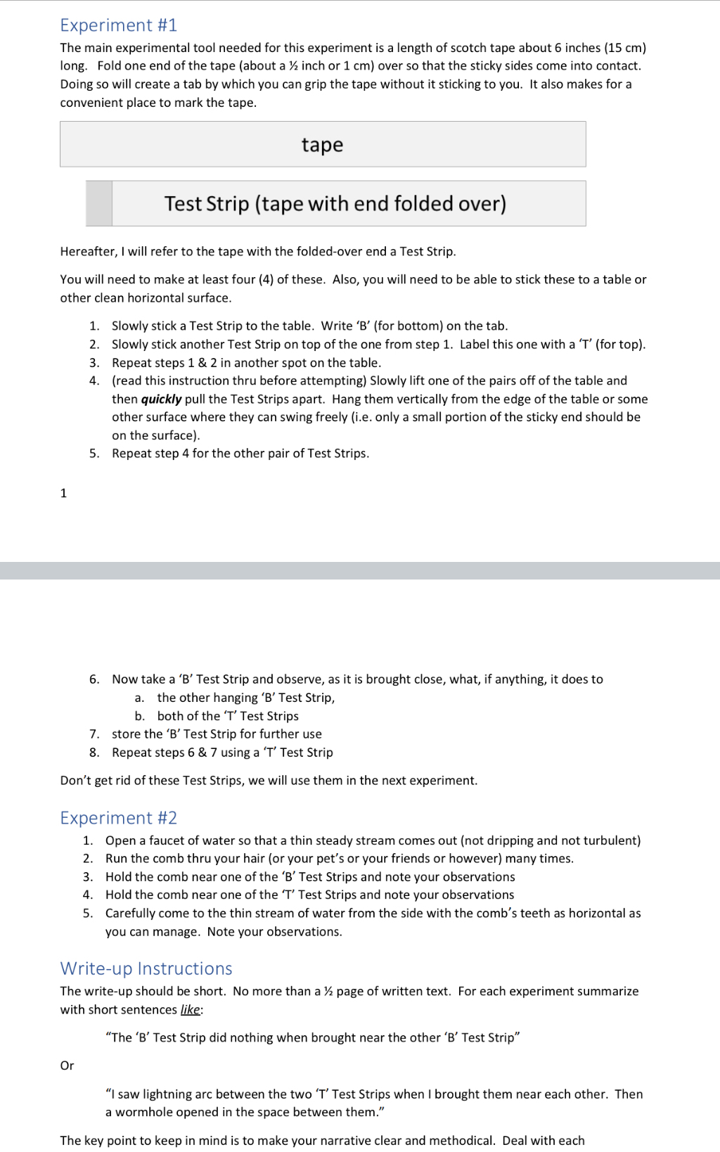 Solved Experiment #1The main experimental tool needed for | Chegg.com