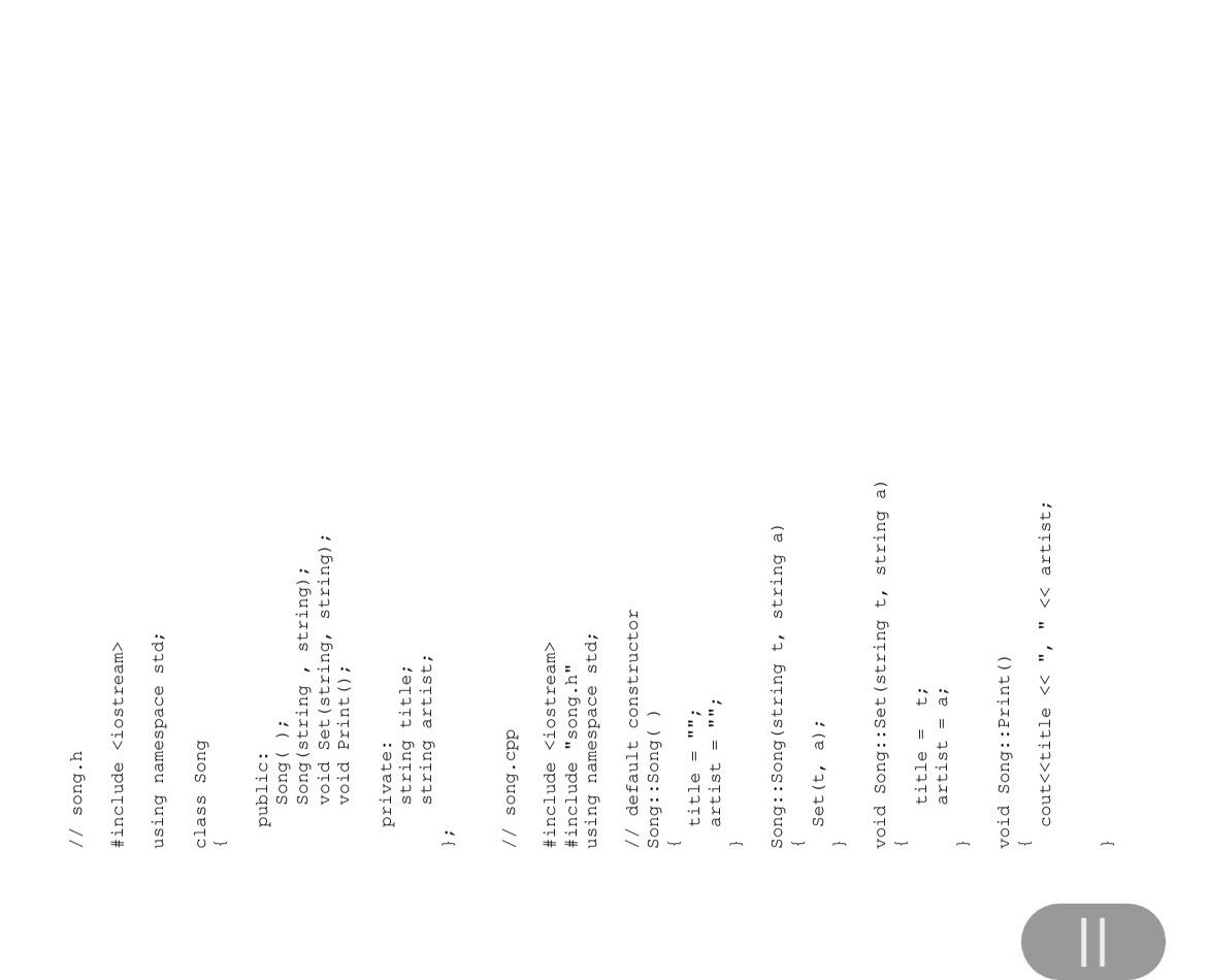 Songh Include Using Namespace Std Class Song