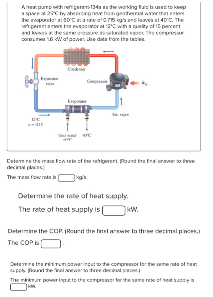 Solved A heat pump with refrigerant-134a as the working | Chegg.com