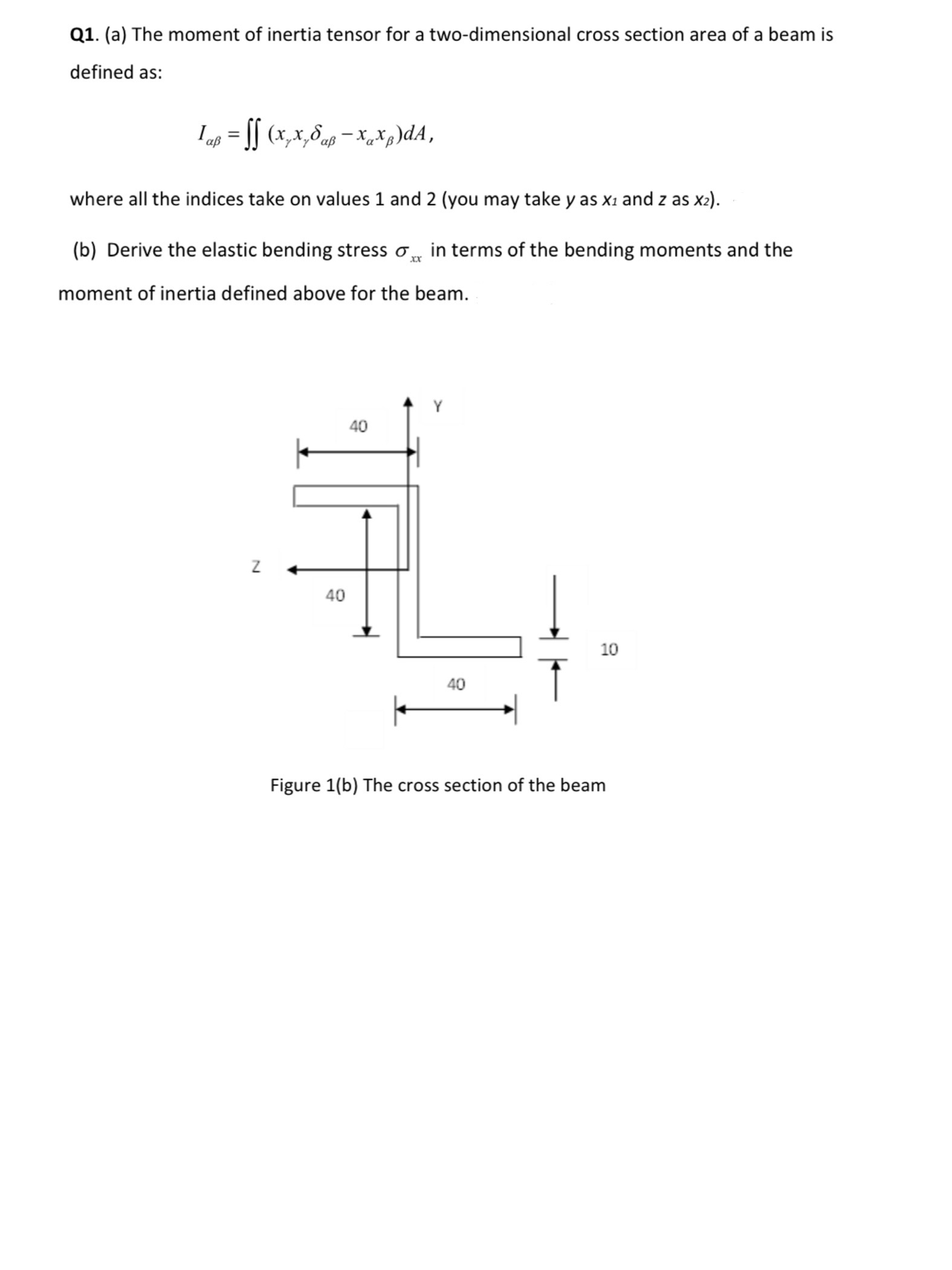 Solved Q1. (a) ﻿The moment of inertia tensor for a | Chegg.com