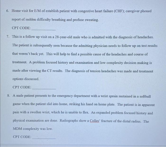 Solved Using a CPT manual, choose the corect code for the | Chegg.com