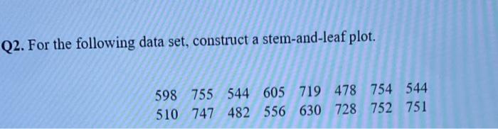 Solved Q2. For the following data set, construct a | Chegg.com