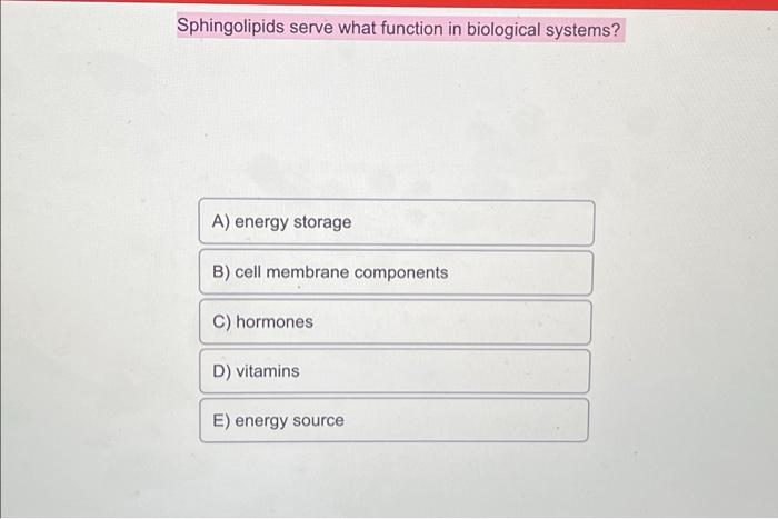 Solved Sphingolipids serve what function in biological | Chegg.com