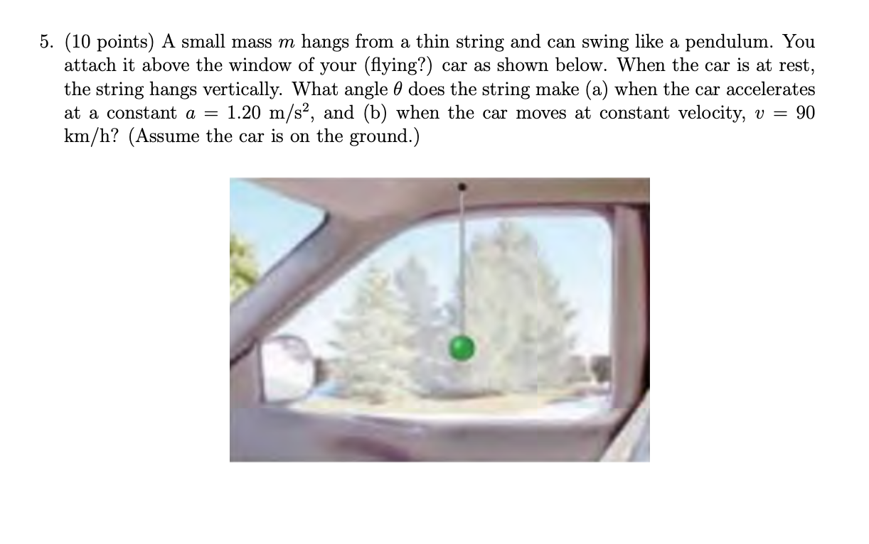 Solved (10 ﻿points) ﻿A small mass m ﻿hangs from a thin | Chegg.com