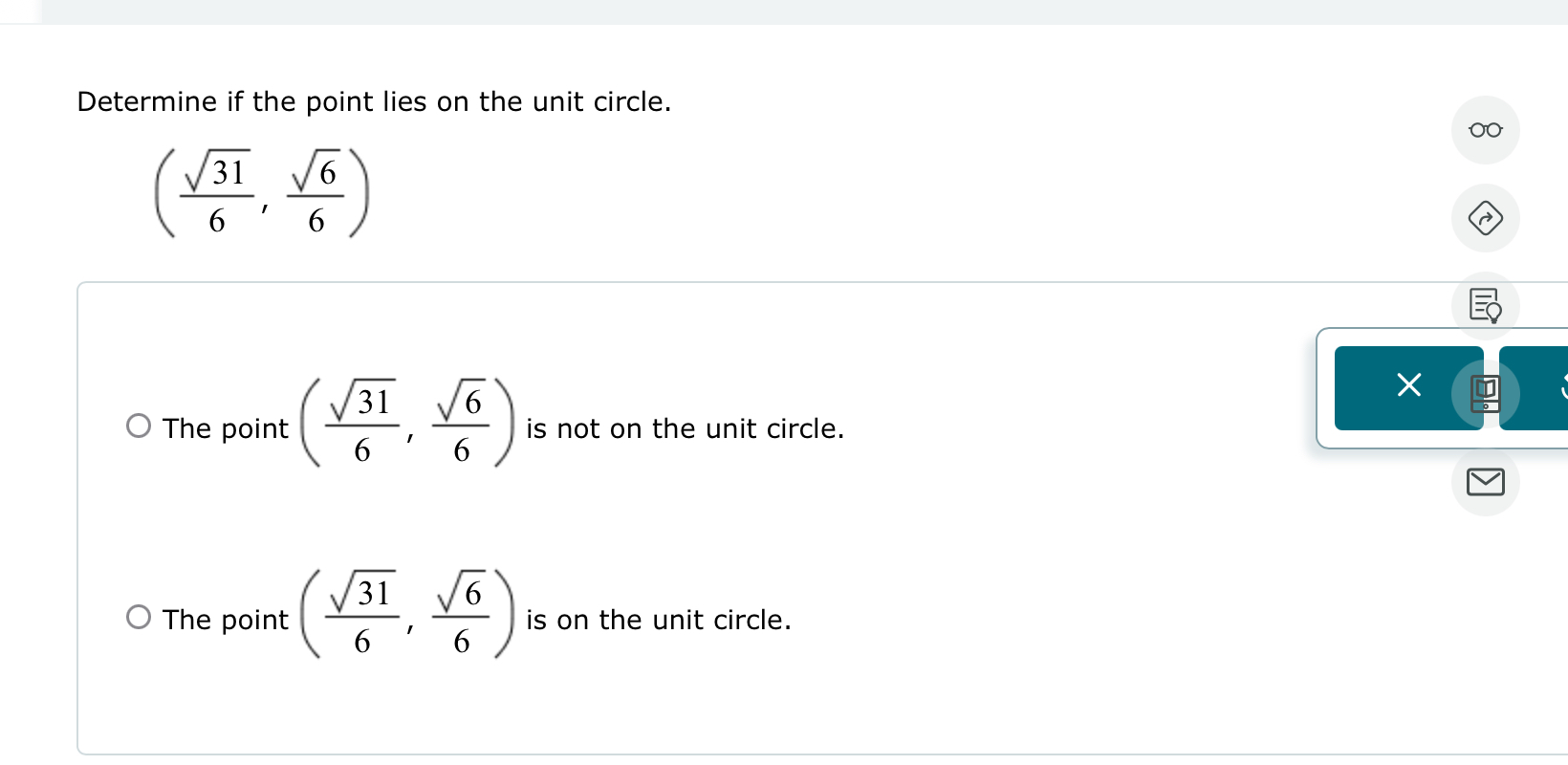 Solved Determine if the point lies on the unit | Chegg.com