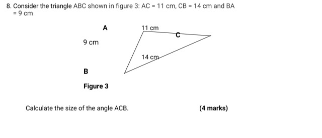Solved 8. Consider the triangle ABC shown in figure 3: AC = | Chegg.com