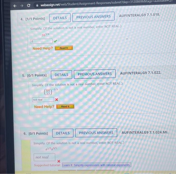 Solved Simplify. (If the solution is not a real number, | Chegg.com