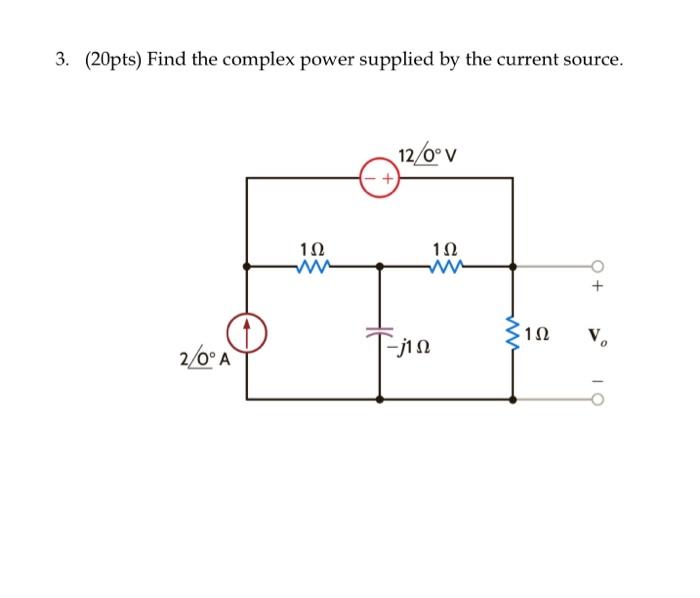 Solved 3. (20pts) Find the complex power supplied by the | Chegg.com